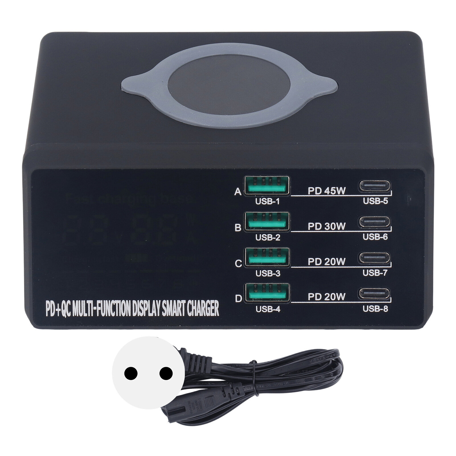 8 Порт -беспроводной зарядное устройство Multi -функция USB -зарядная станция светодиодная дисплей