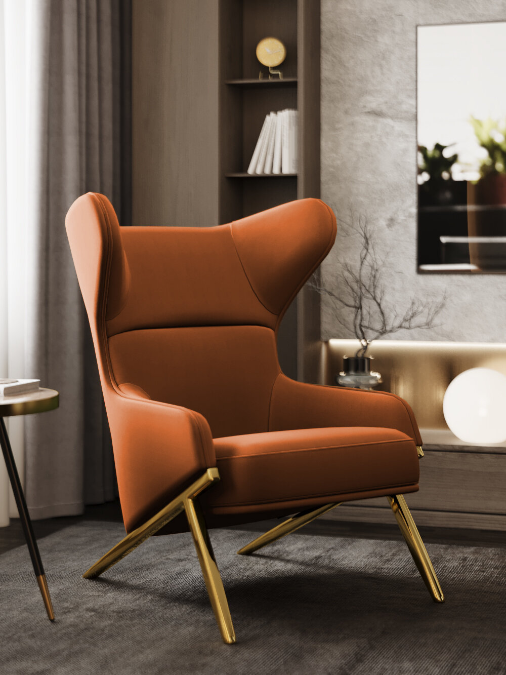 Кресло дизайнерское в современном стиле VESPA, велюр 70х90х70