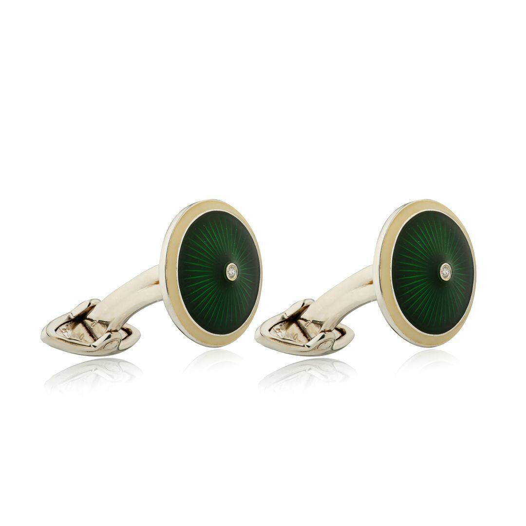 Запонки, серебро, 925 проба, бриллиант