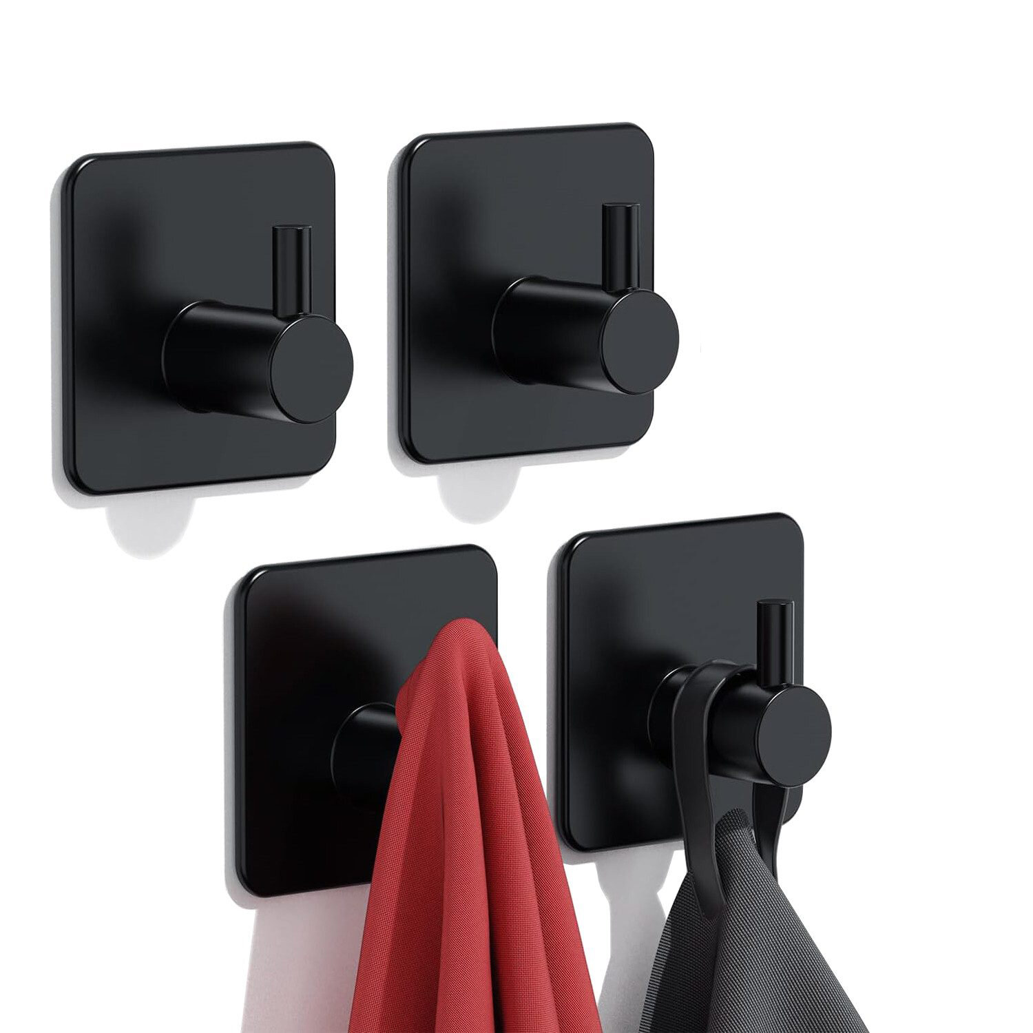 Крючки самоклеющиеся пластиковые универсальные 4 штуки. Серебро.