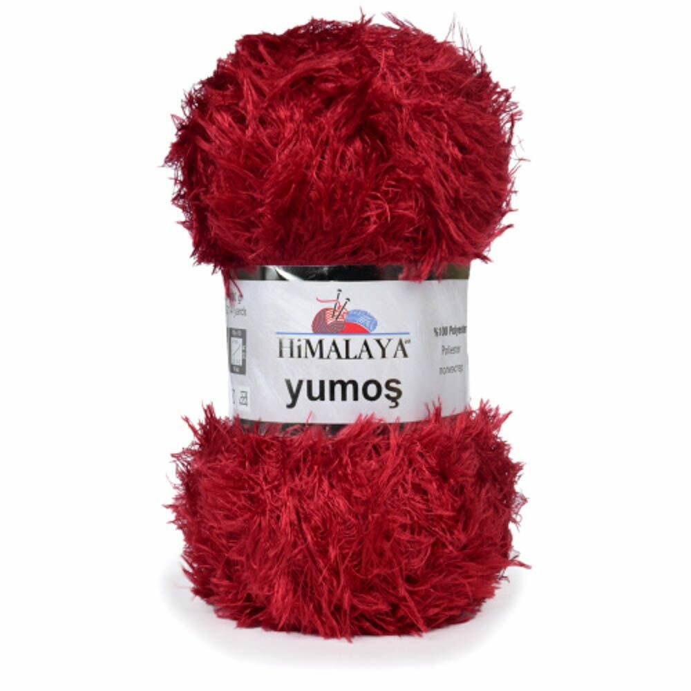Пряжа Himalaya Yumos 60025 Тёмный красный 5 мотков (Нить меховая Хималая Юмос)