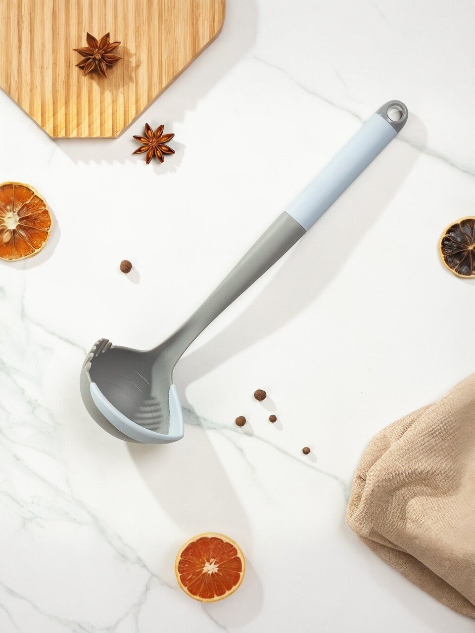 Половник для кухни, нейлон, силикон, навеска, Daniks, Denim, WFCF016-4