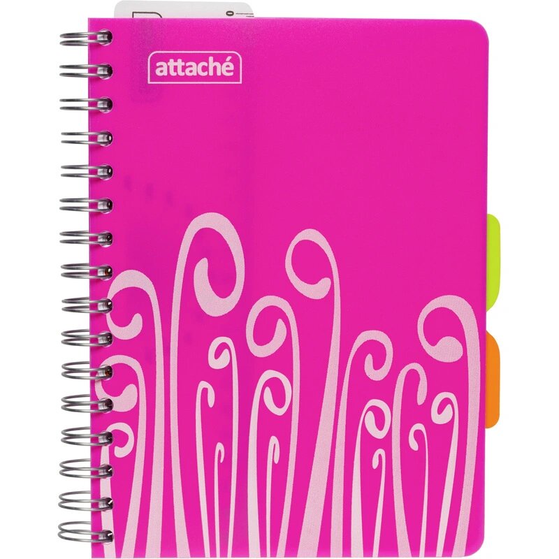 Бизнес-тетрадь А5,140 л, пласт обл, с разд, спир, ATTACHE FANTASY, розов