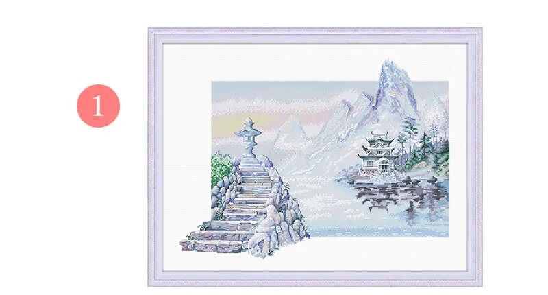 Набор для вышивки крестом Fishxx G1031 Архитектура в классическом китайском стиле Три озерные павильона