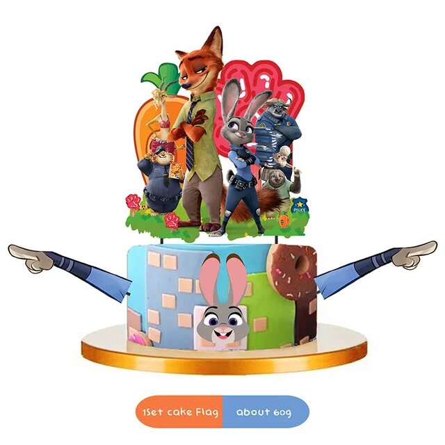 Украшения для дня рождения в стиле «Зверополис» от Disney, воздушные шары, баннеры, посуда, украшения для тортов, товары для вечеринок и фестивалей, товары для детских праздников