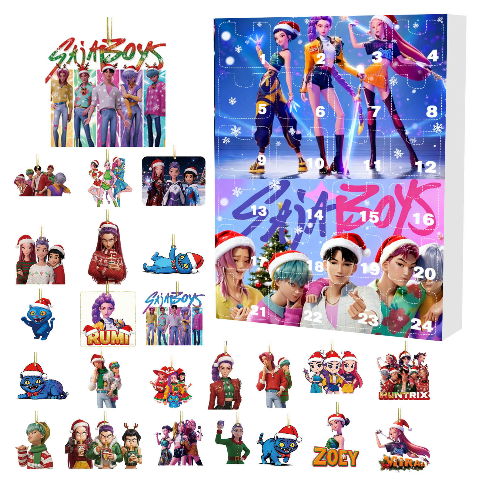 Рождественский календарь обратного отсчёта KPOP Witcher Group, плоская акриловая ёлочная игрушка-слепок