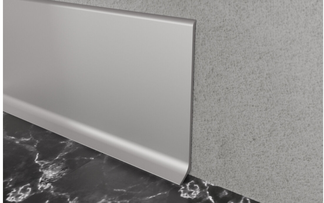 Плинтус алюминиевый напольный Fezard ALP-80, плоский, 80x11 мм, 3 м, серебро