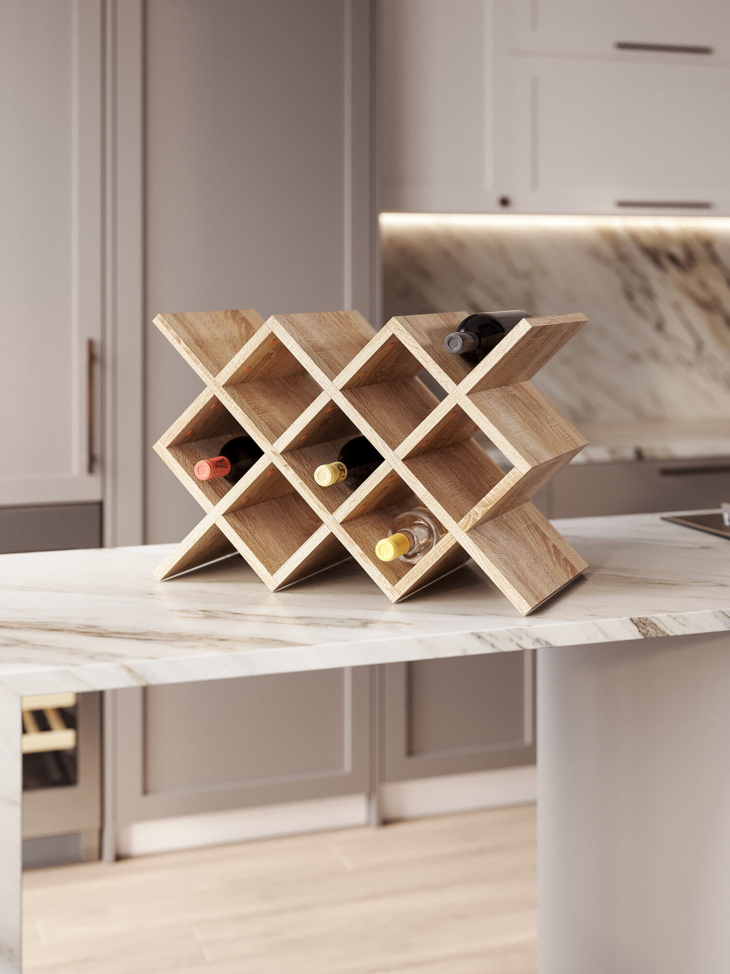 Стеллаж Граникум "Кофея" для хранения бутылок, винница, дуб сонома, ЛДСП