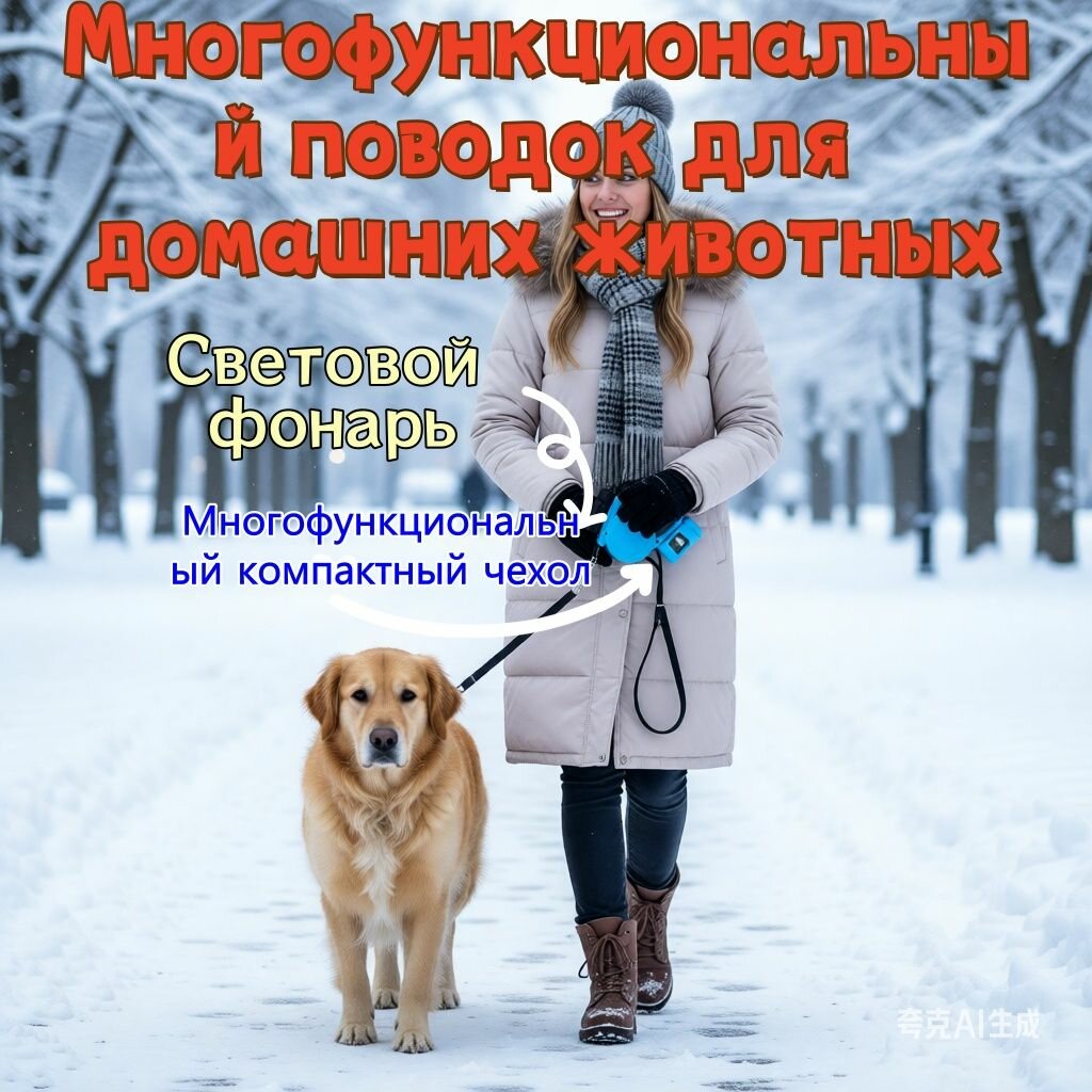 Рулетка-поводок для собак Без бренда, автоматический, 5 метров, до 20кг, с фонариком