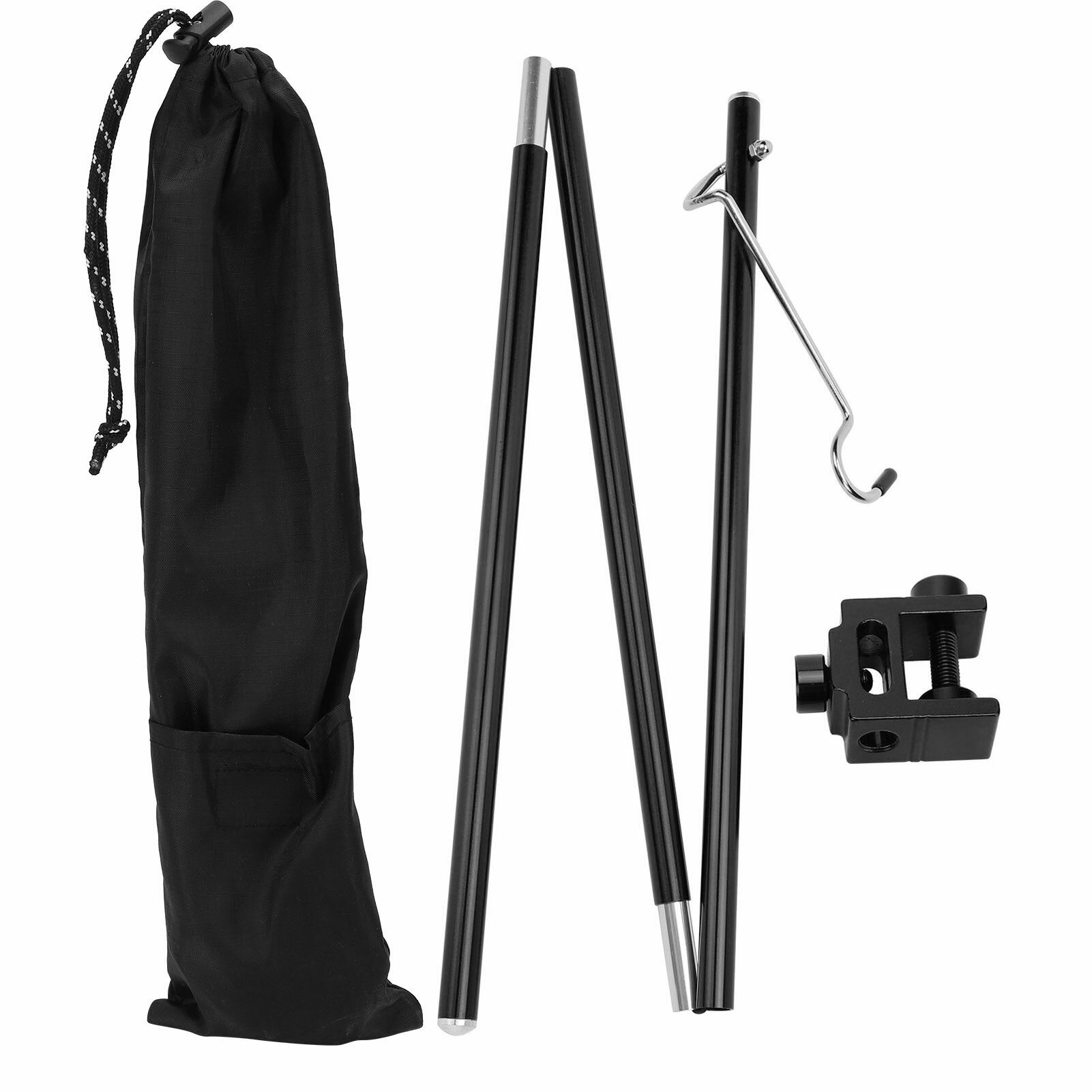 Складной фонарный столб для кемпинга на открытом воздухе, портативный светильник из алюминиевого сплава, кронштейн для лампы, черный