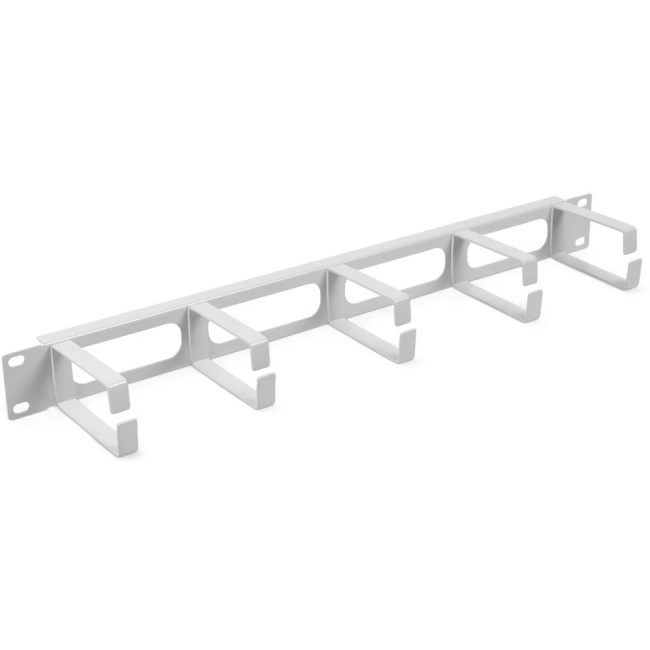 JB08-1U-GY Кабельный организатор Cabeus горизонтальный 19" 1U, 5 колец, цвет серый (RAL7035), металлический