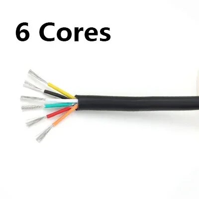 Многожильный провод UL2464, черный/белый, 1 м, 2-10 ядер 24AWG, 6 Cores, Black-1 Meter