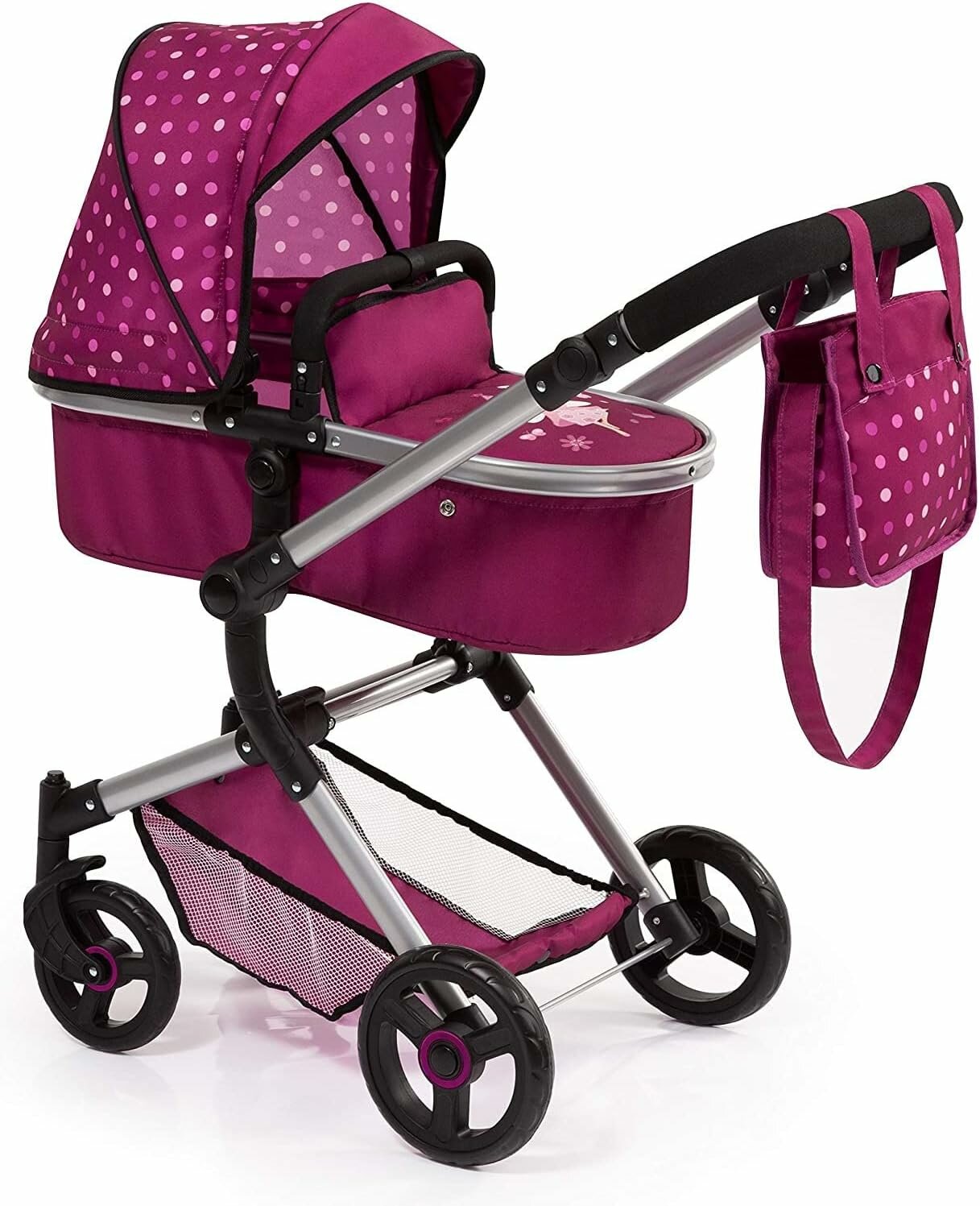 Детская коляска для кукол Bayer Design - Кукольная коляска Neo Vario combi Бордо с сумкой - 18467AA