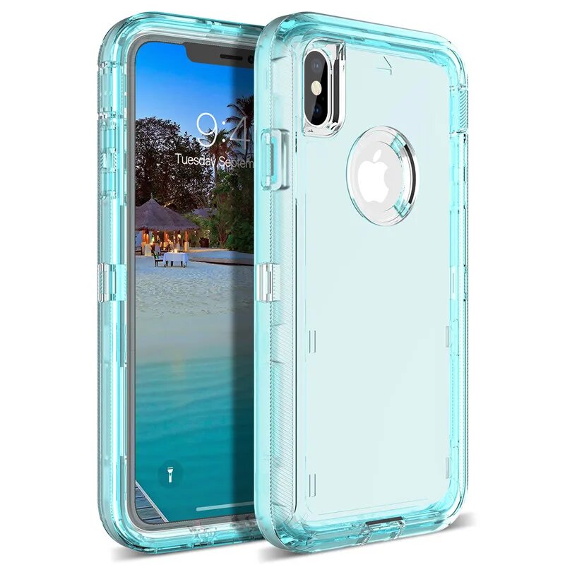 Бронированный жесткий чехол для iPhone 16, 15, 14, 13, 12, 11 Pro, чехол Xs Max, прозрачный бампер из ПК, милые блестящие чехлы для iPhone XR SE2022, силиконовый чехол Blue, iPhone 7Plus 8Plus