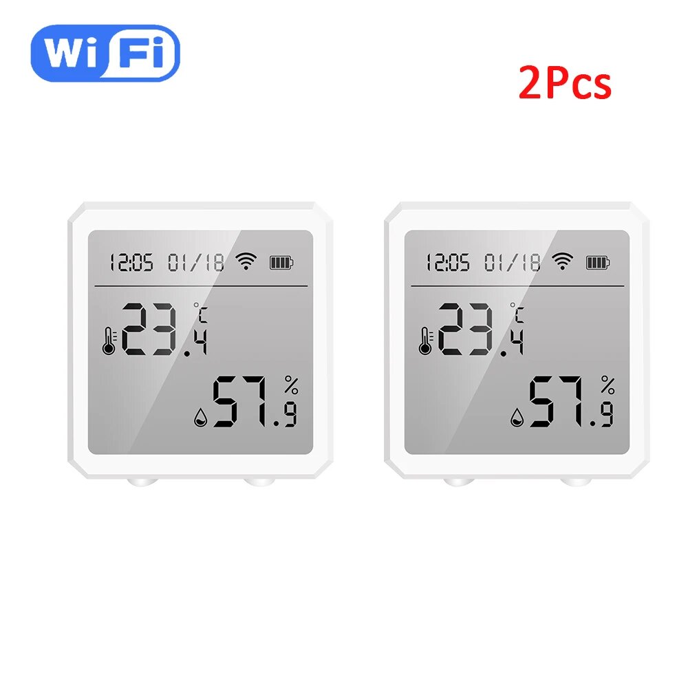 Датчик температуры Wi-Fi Tuya Умный датчик влажности С ЖК-дисплеем Внутренний гигрометр с дистанционным управлением Поддержите Alexa Google Home