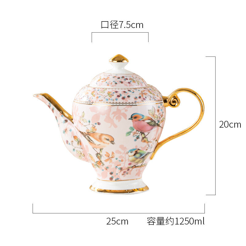 Кофейная чашка и блюдце из европейского костяного фарфора в пасторальном стиле, чайный набор, английская керамика, послеобеденный чай, красный чайник с подносом