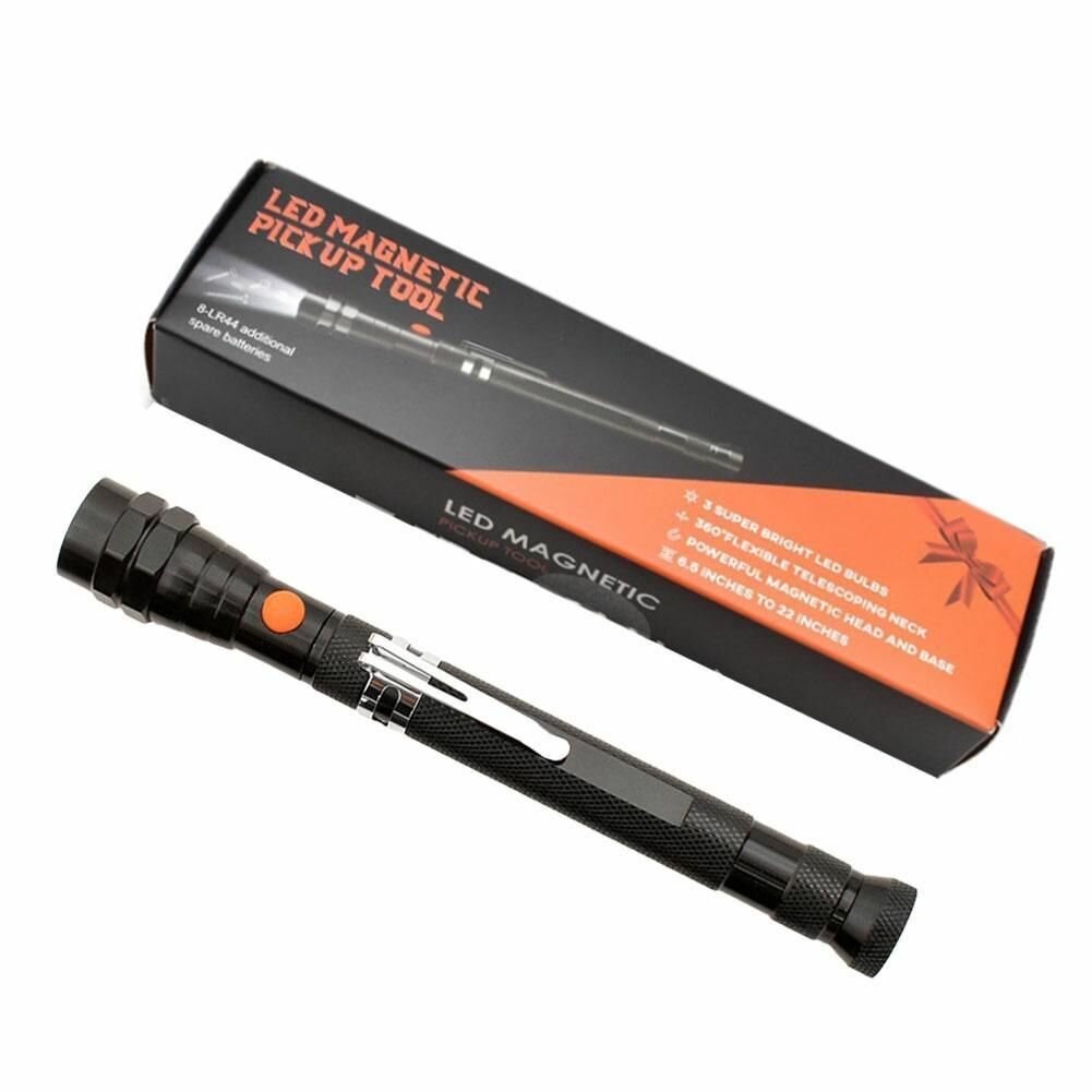 Телескопический магнитный инструмент для подбора с фонариком, гибкий, для ремонта автомобилей