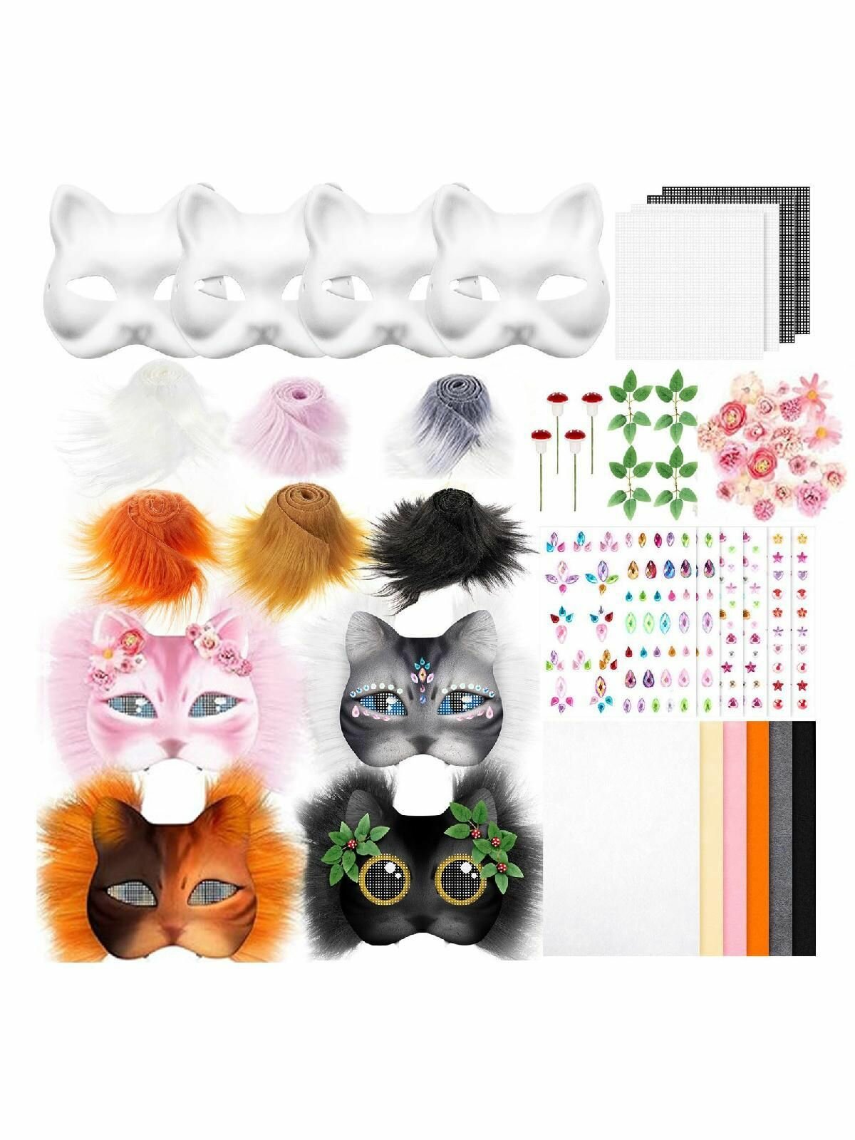 Маска кошачьего лица (4 шт.), Набор из 1 Коробки