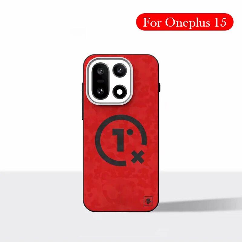 Красный чехол для OnePlus 15 с камерой и принтом