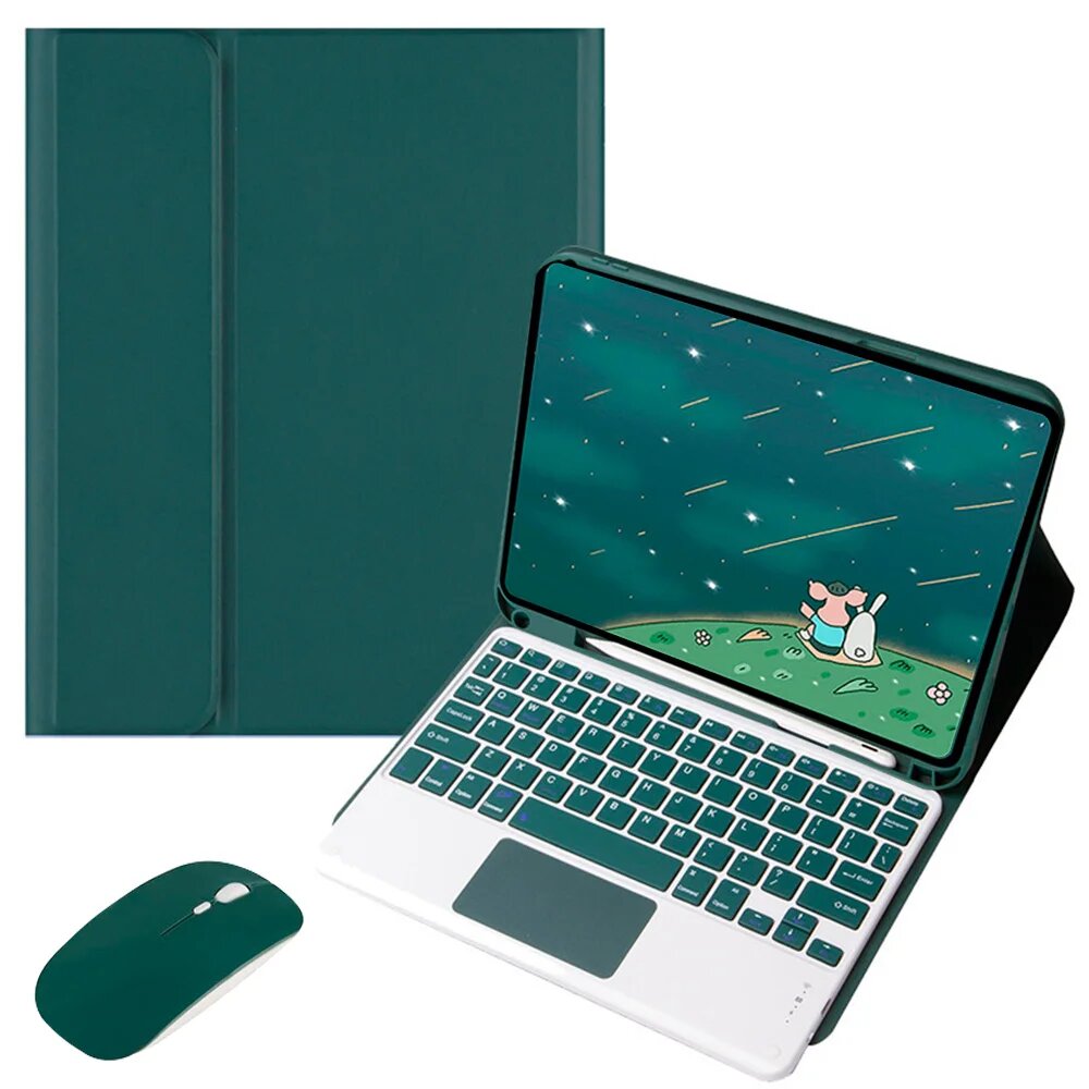 Кожаный чехол с Bluetooth-клавиатурой qukam для Samsung Galaxy Tab A9 Plus 11" Hebrew keyboard, Set 4