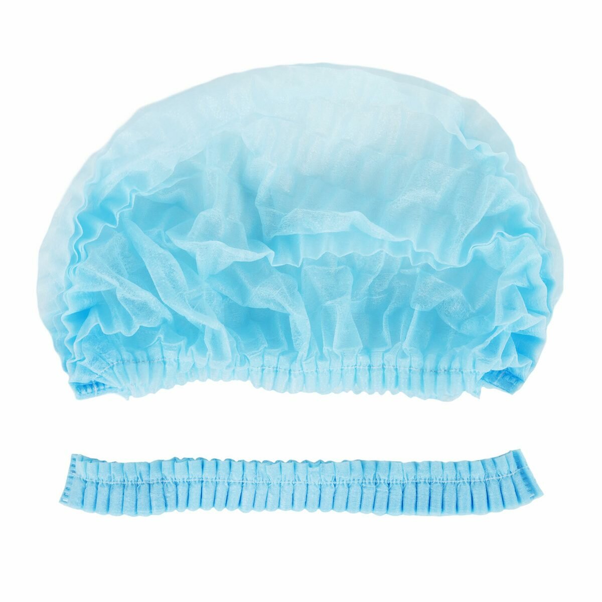 Шапочка-берет Шарлотта "Плиссе" Гекса, голубая, 125шт, спанбонд
