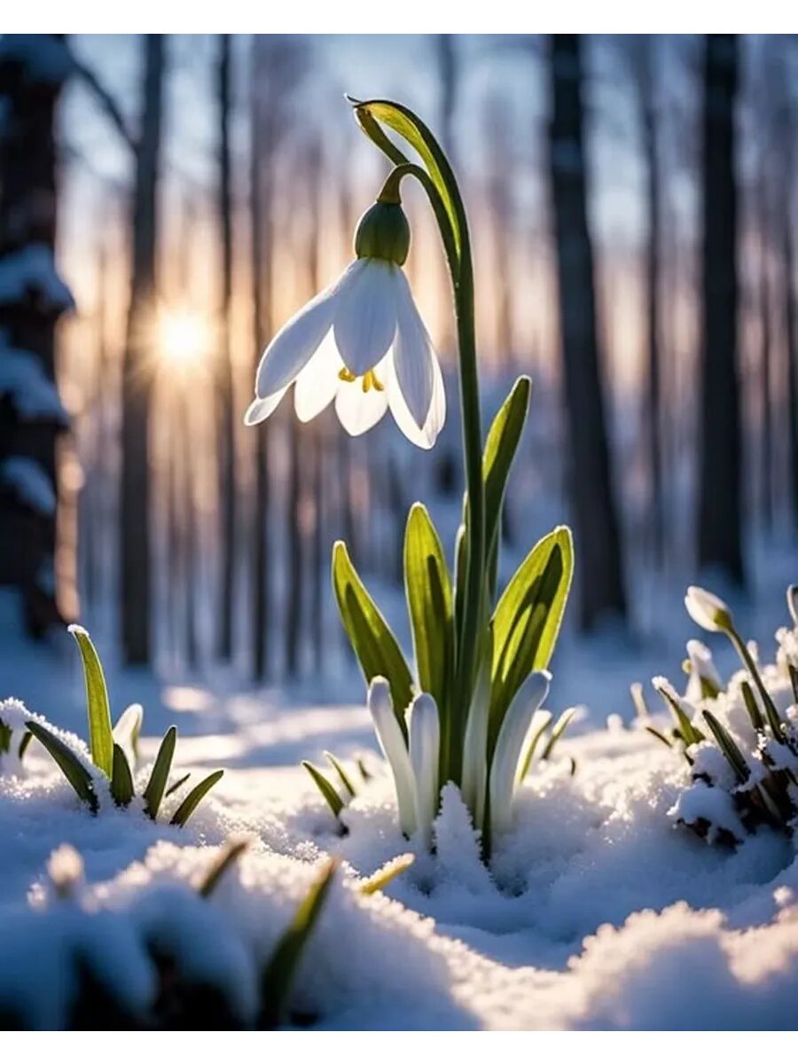 Картина по номерам на холсте Подснежники 40*50 см