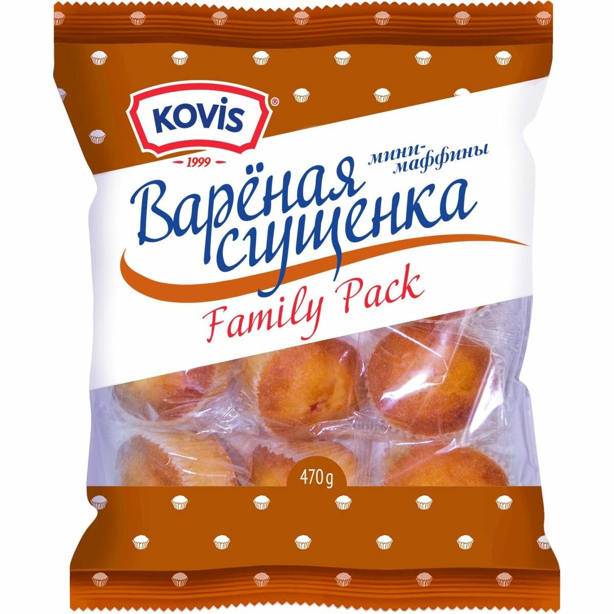 Кекс Kovis Мини-маффины с варёной сгущёнкой 470г (6 пачек в упаковке) (2505717)