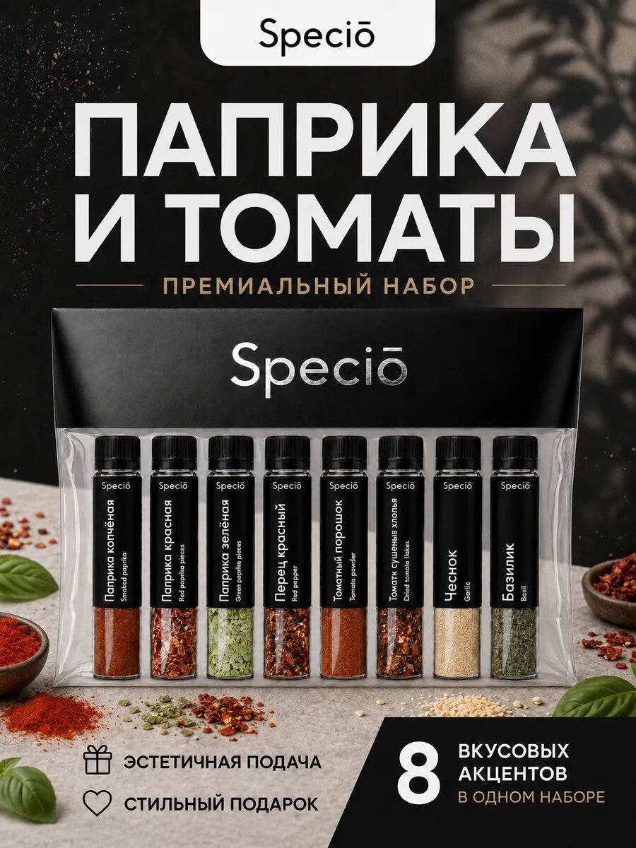 Набор специй в колбах Паприка и томаты, 8 шт.