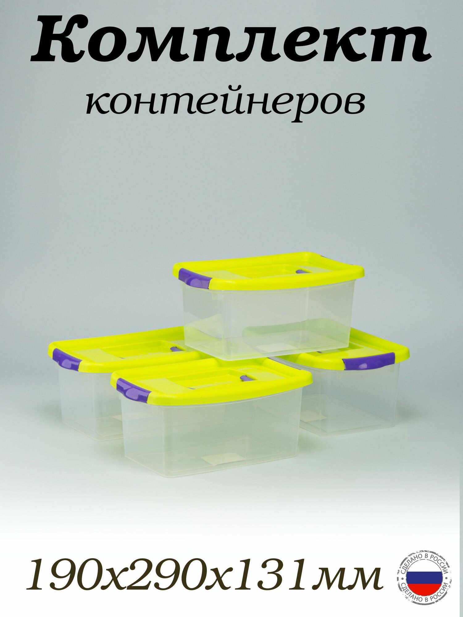Контейнер универсальный 4 литра с крышкой с защелками 4 шт.