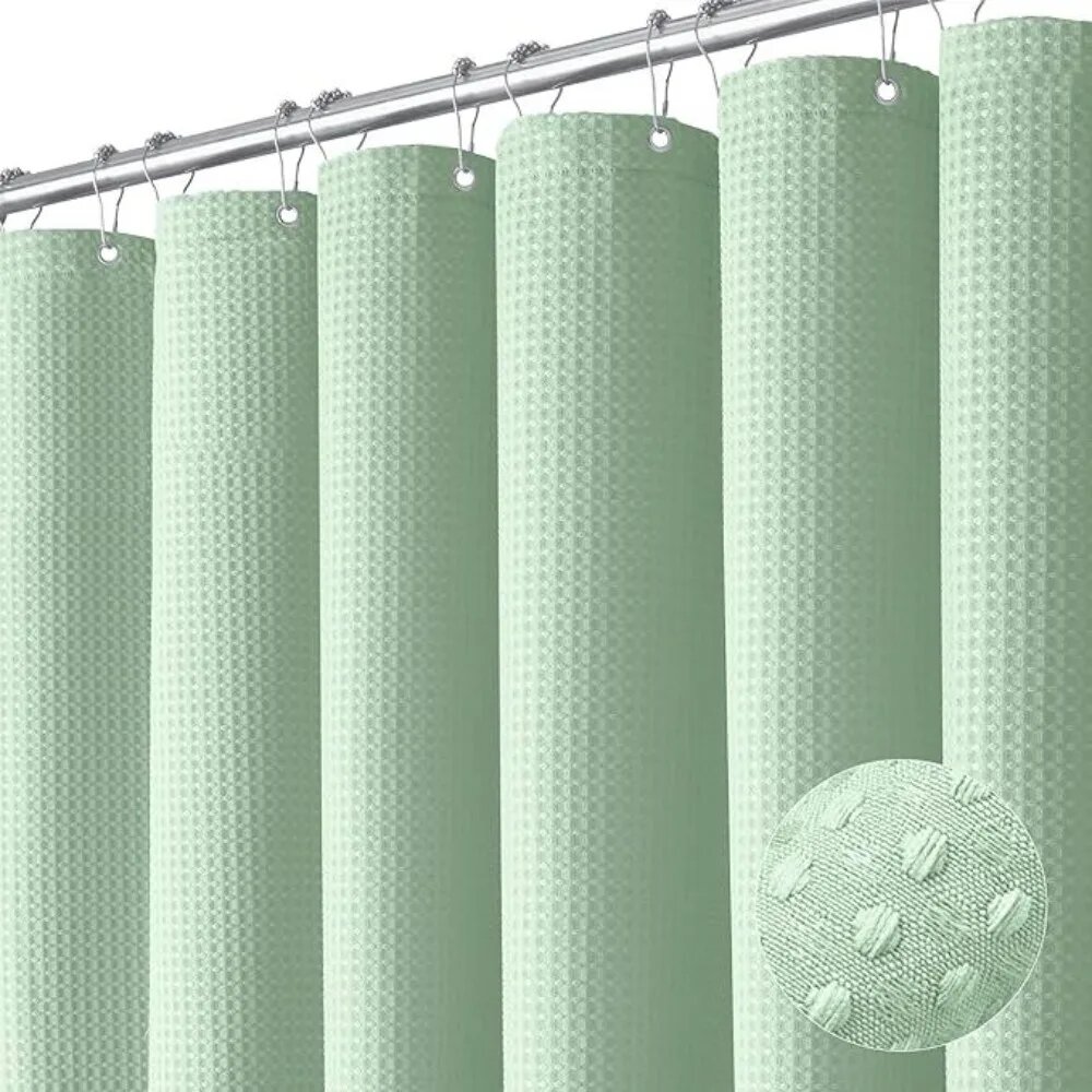 Занавеска для душа Light Green, вафельная, полиэстер