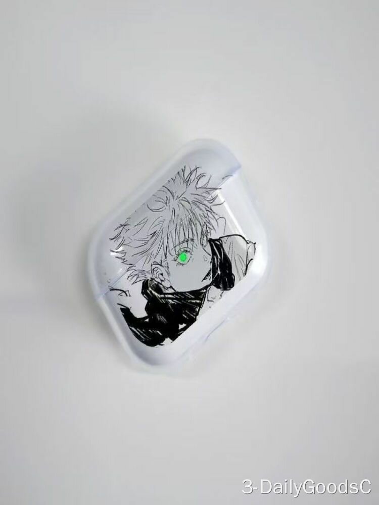 Прозрачный защитный чехол для наушников Gojo Satoru, аниме, для AirPods, с изображением персонажа, на заказ
