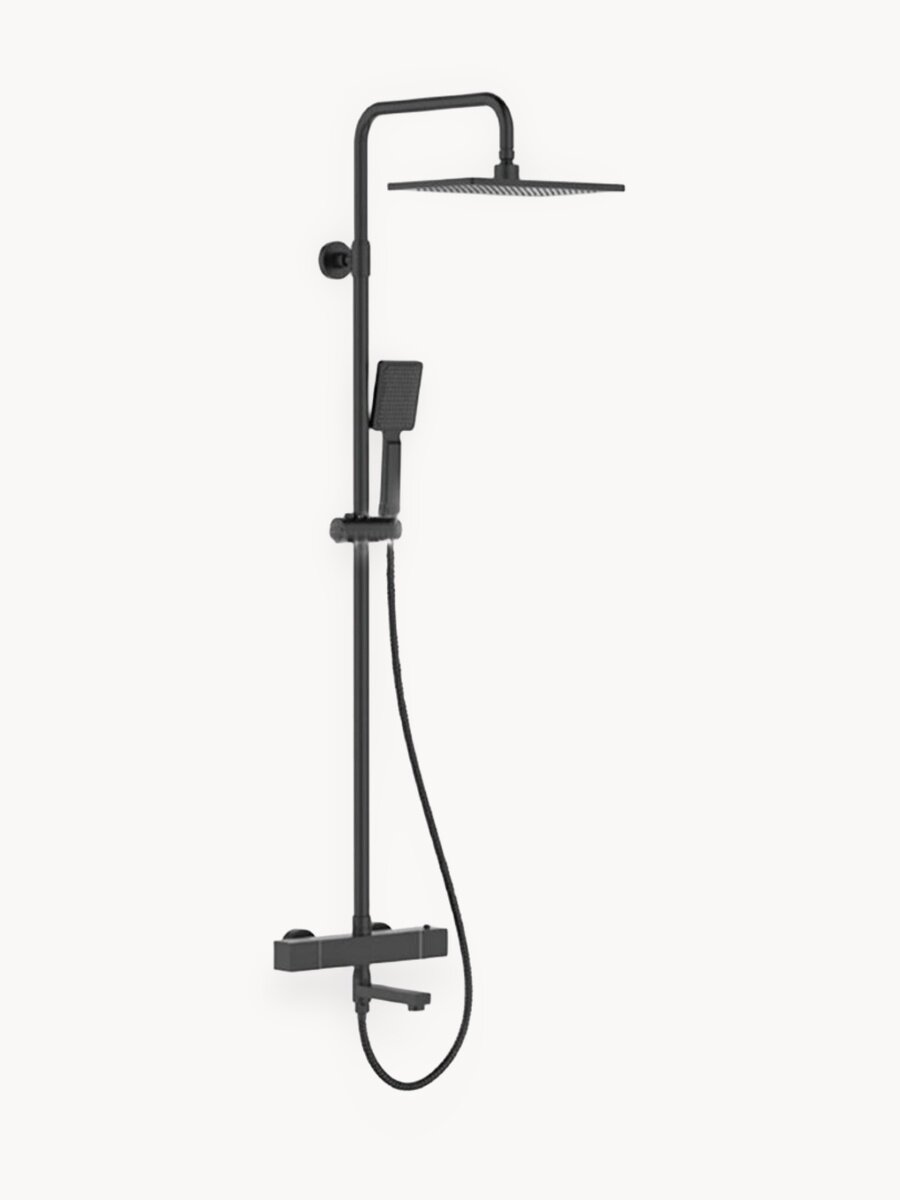 Душевая система с термостатом и тропическим душем Frap F24007-6 цвет черный