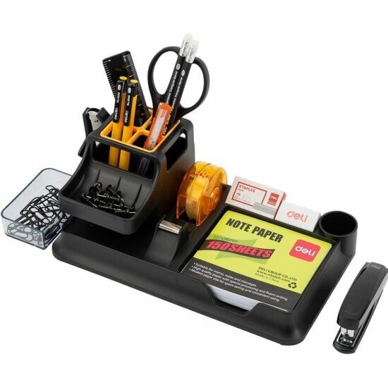 Набор настольный Deli канцелярский E38252A 17 предметов черный/ прозрачный