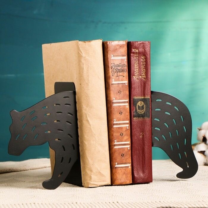 Ограничитель-подставка для книг набор 'Медведь' черный