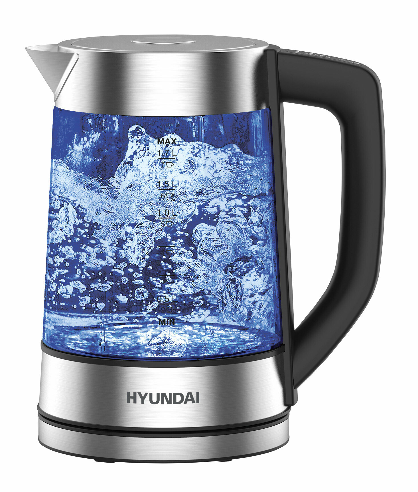 Чайник электрический Hyundai HYK-G7406 1.7л. 2200Вт черный/серебристый (корпус: стекло)