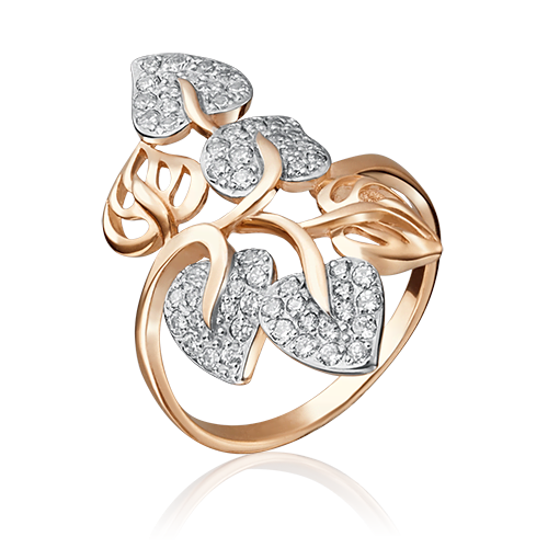 Кольцо, золото, 585 проба, фианит