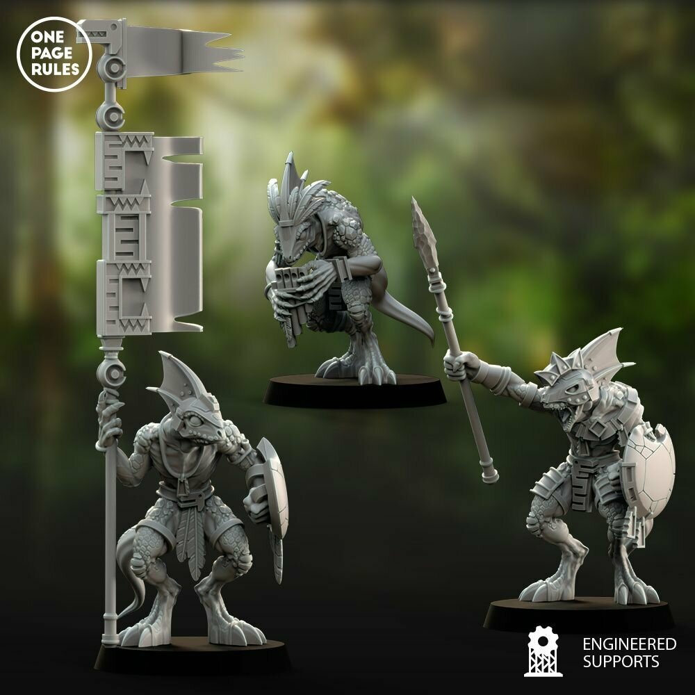 Warhammer Fantasy Lizzardmen Skinks Command Group/ Набор фигурок для Warhammer Скинки Коммандная группа с подставками