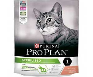 Сухой корм Pro Plan для кастрированных котов и стерилизованных кошек лосось sterilised optirenal 400г