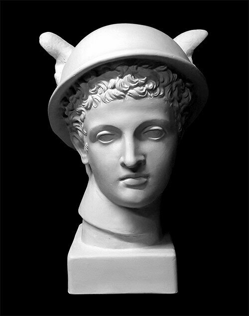 Гипс. Голова Меркурия, h=40 см, Экорше, артикул 10-158