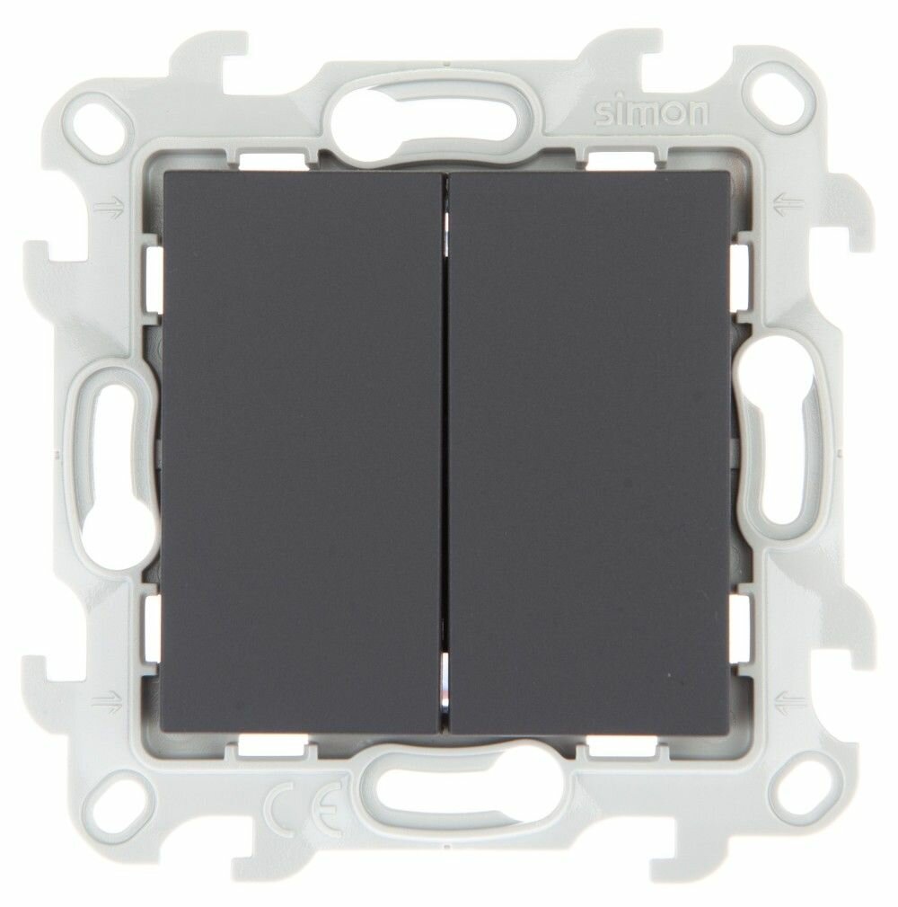 Simon 24 Графит Двухклавишный выключатель, 2450398-038