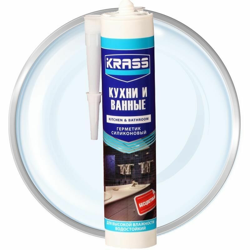 Герметик силиконовый KRASS для кухни и ванны Бесцветный 300мл