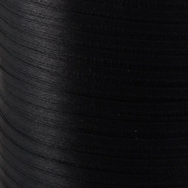 Лента атласная 66 м для вышивки / рукоделия / декора, цвет черный, ширина 3 мм