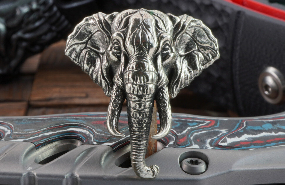 Бусина для темляка Black Raven EDC Слон, нейзильбер