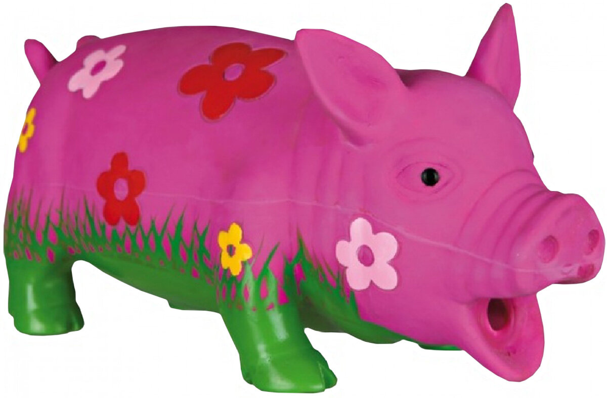 Игрушка для собак Trixie Свинья в цветочек с пищалкой 20 см (1 шт)
