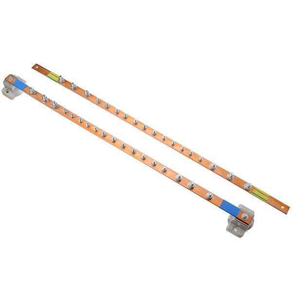Комплект шин N-PE ноль+земля по 18 присоединений медь 275А для шкафа шириной 800мм