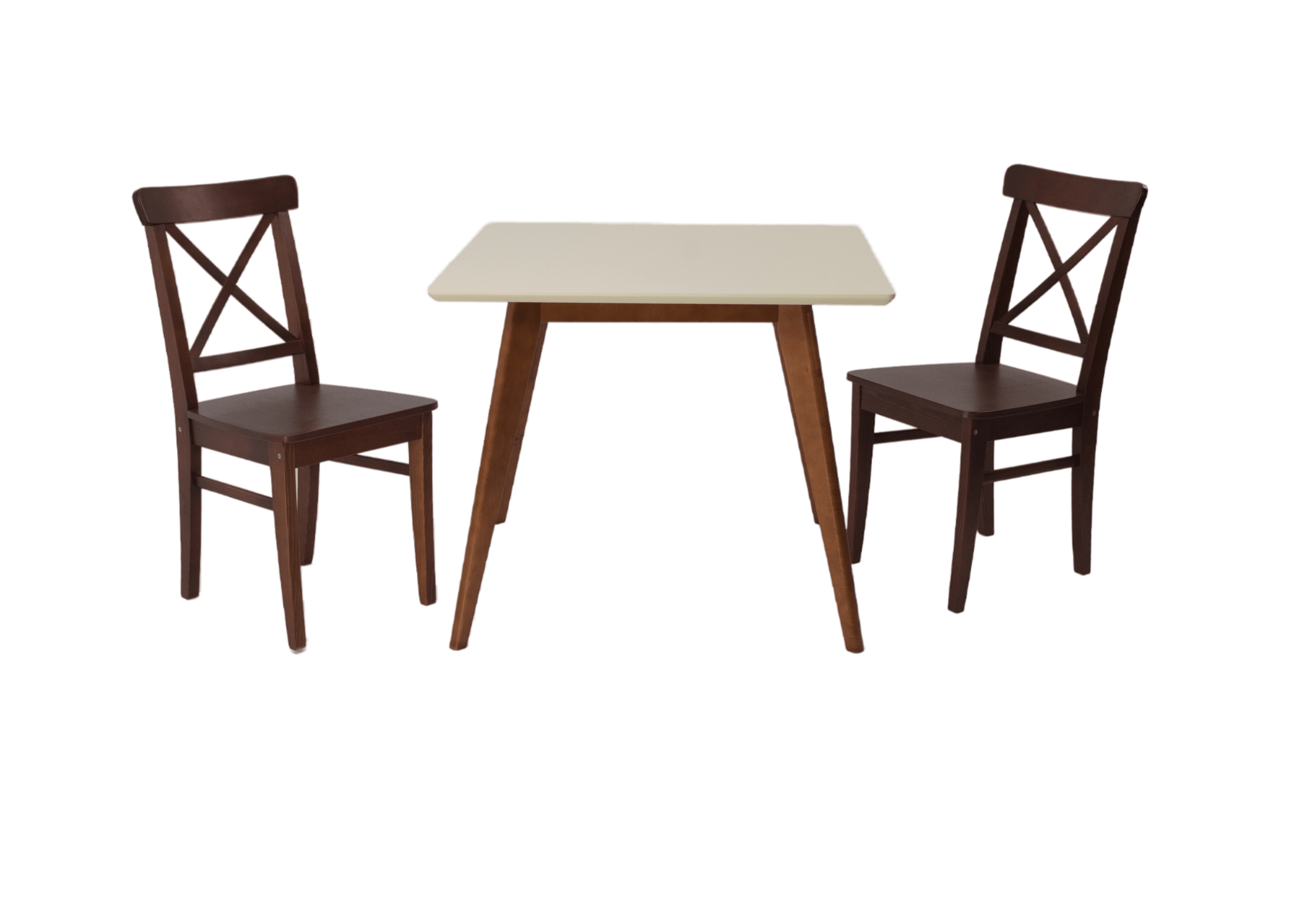 Стол ZiP-mebel Сканди М 90 со стульями Ингольф Орех/Слоновая Кость