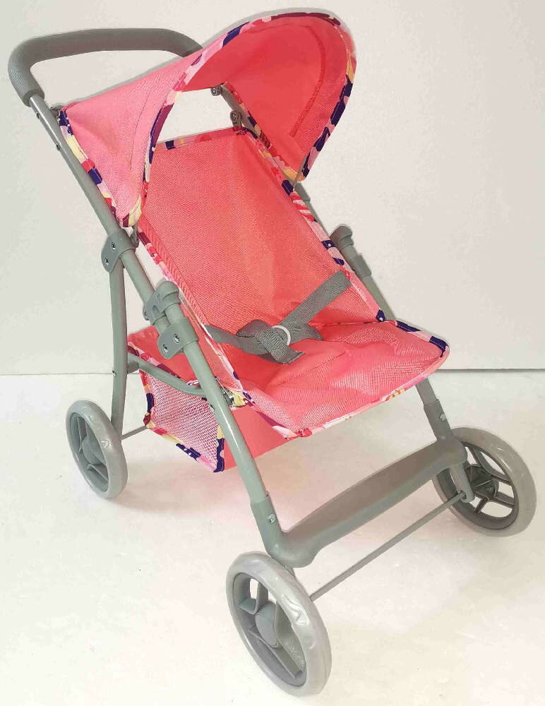 Коляска прогулочная Melobo для кукол, коралловая, с кантом камуфляж 9304B/цвeт№3