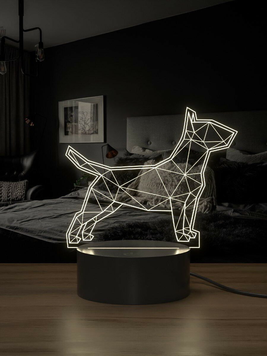Ночник / Световая подставка Собака Бультерьер / подарок / bull terrier