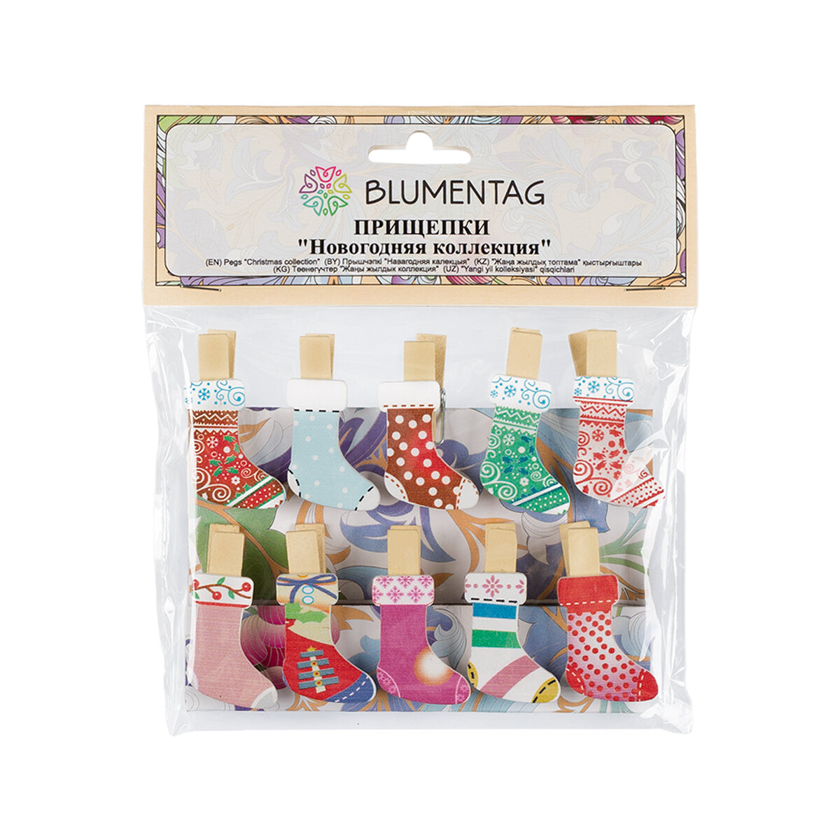 Прищепки "Blumentag" WCBA-35 "Новогодняя коллекция" 10 шт. 3.5 см