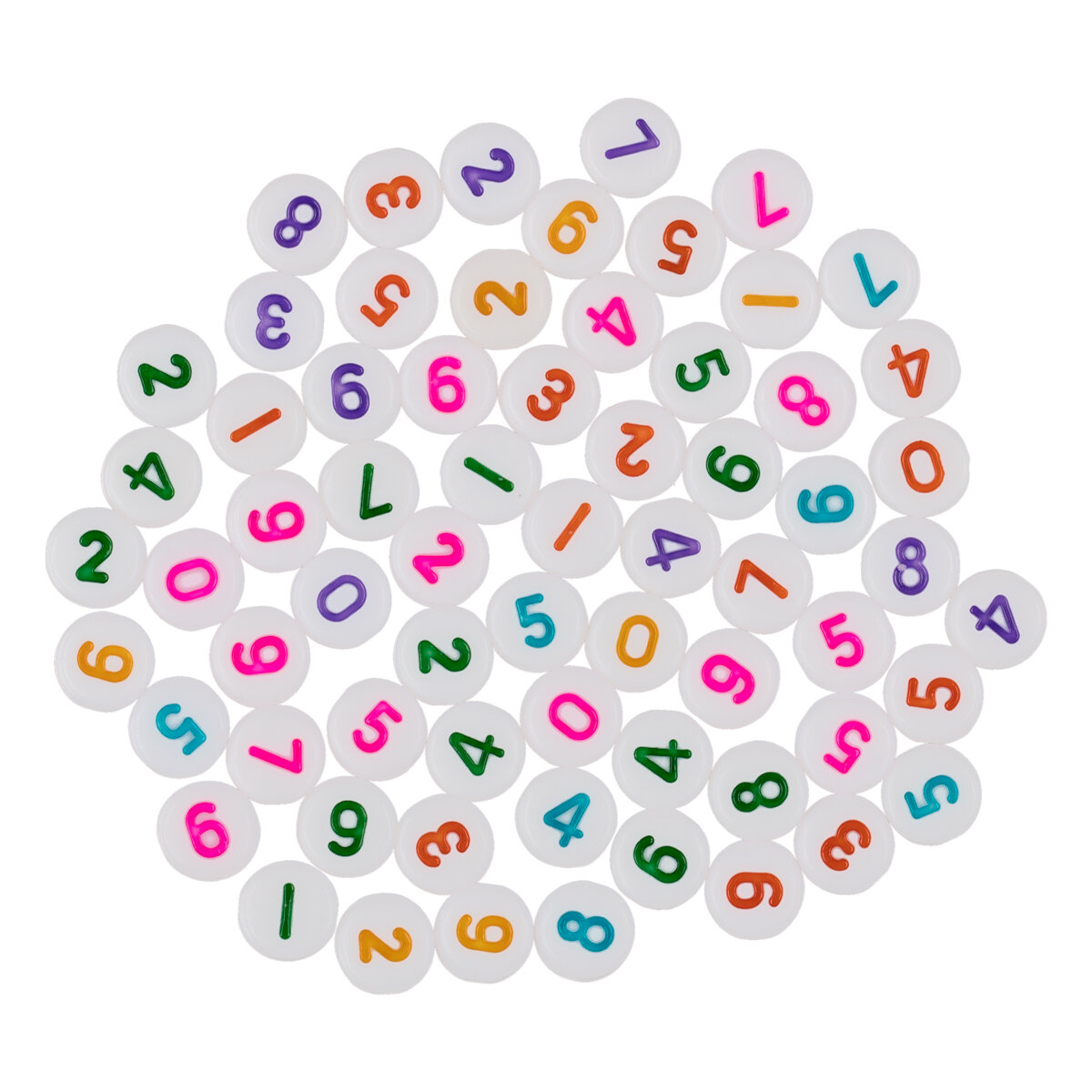 Hobbius Бусины пластиковые ABFF 4 х 7 мм, набор 50 шт для бисероплетения и украшений цвет цветными цифрами